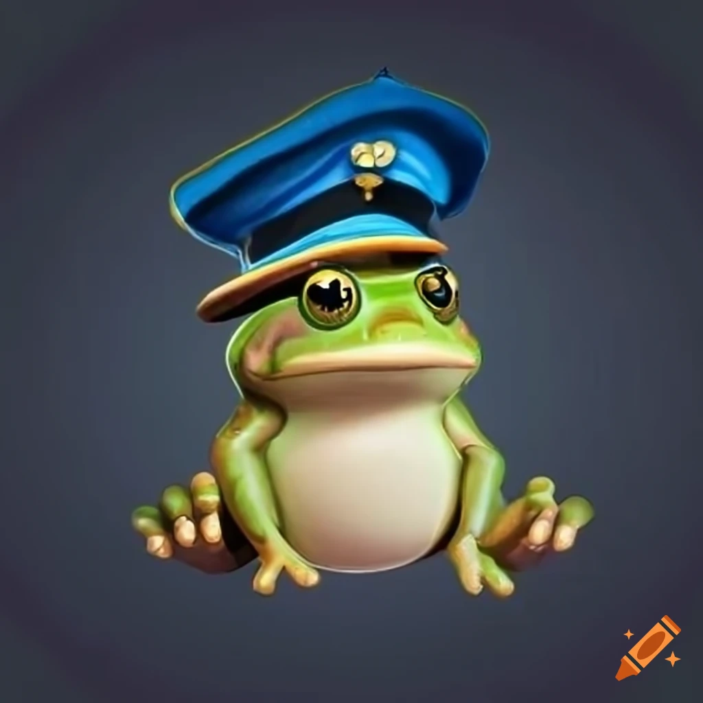 Anthropomorphized toad in a captain's hat in an airplane cockpit on Craiyon