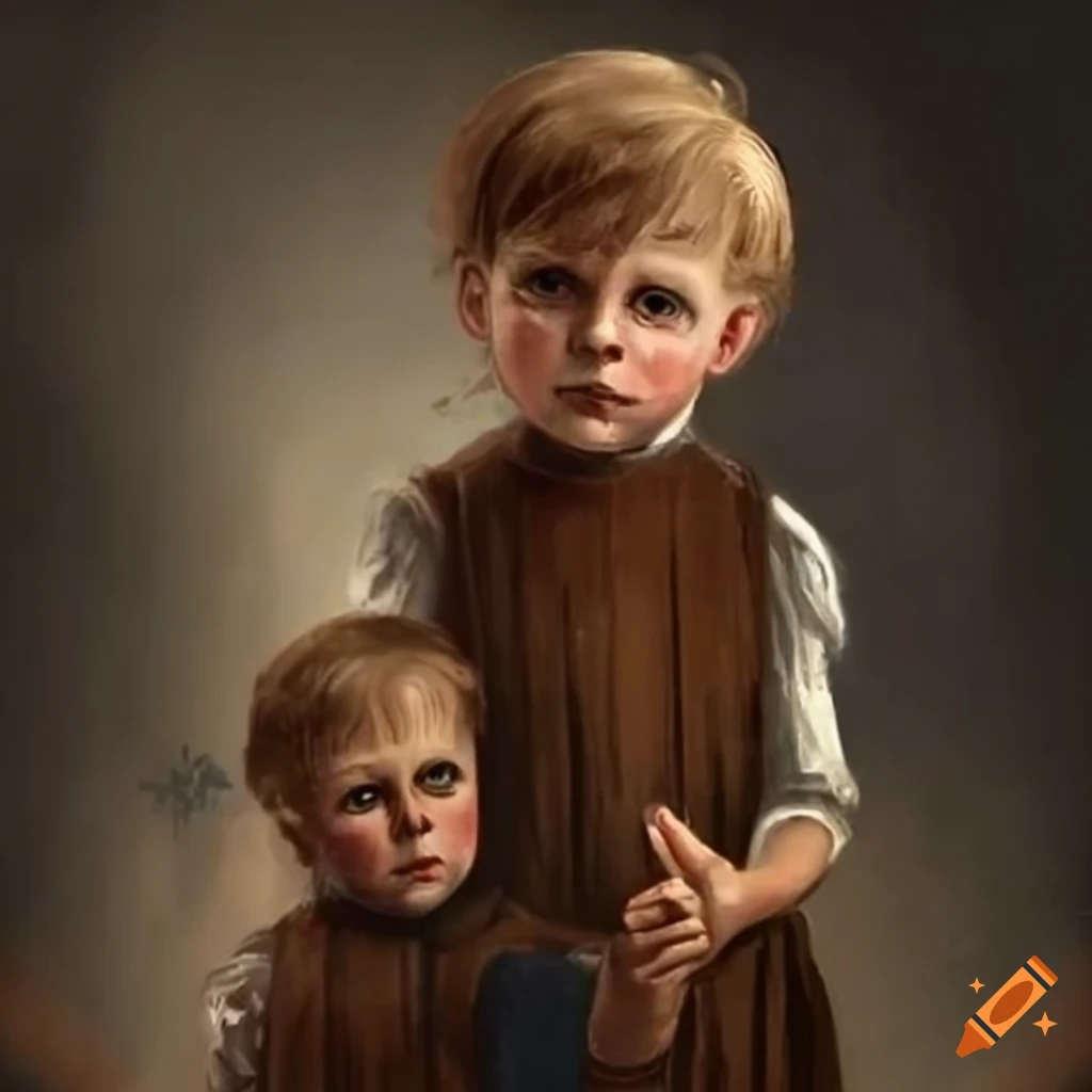 Realistic victorian children in a crowded workhouse looking scared on ...