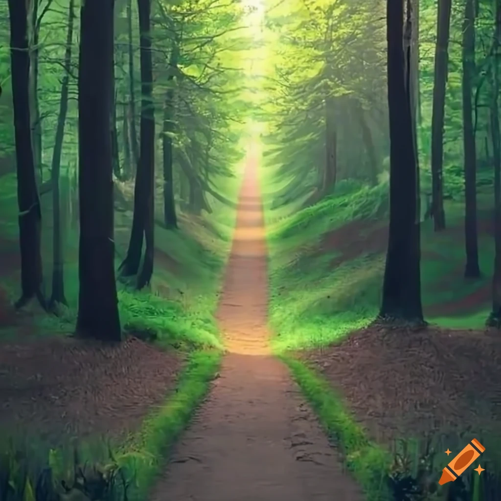 Path through a forest on Craiyon