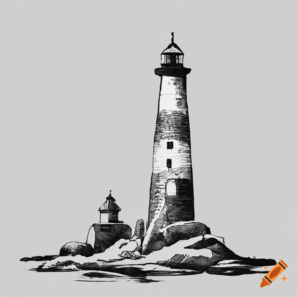 Ink drawing of a lighthouse on Craiyon