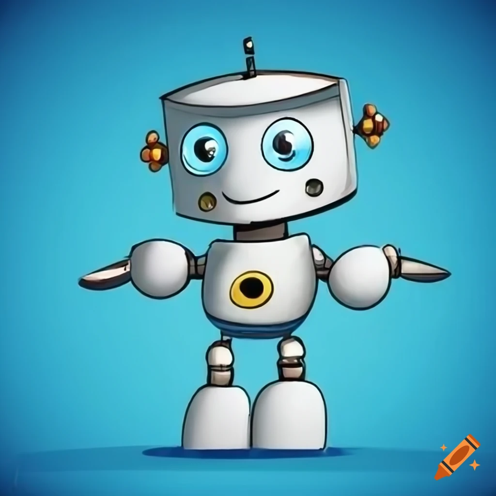 Friendly cartoon robot on Craiyon