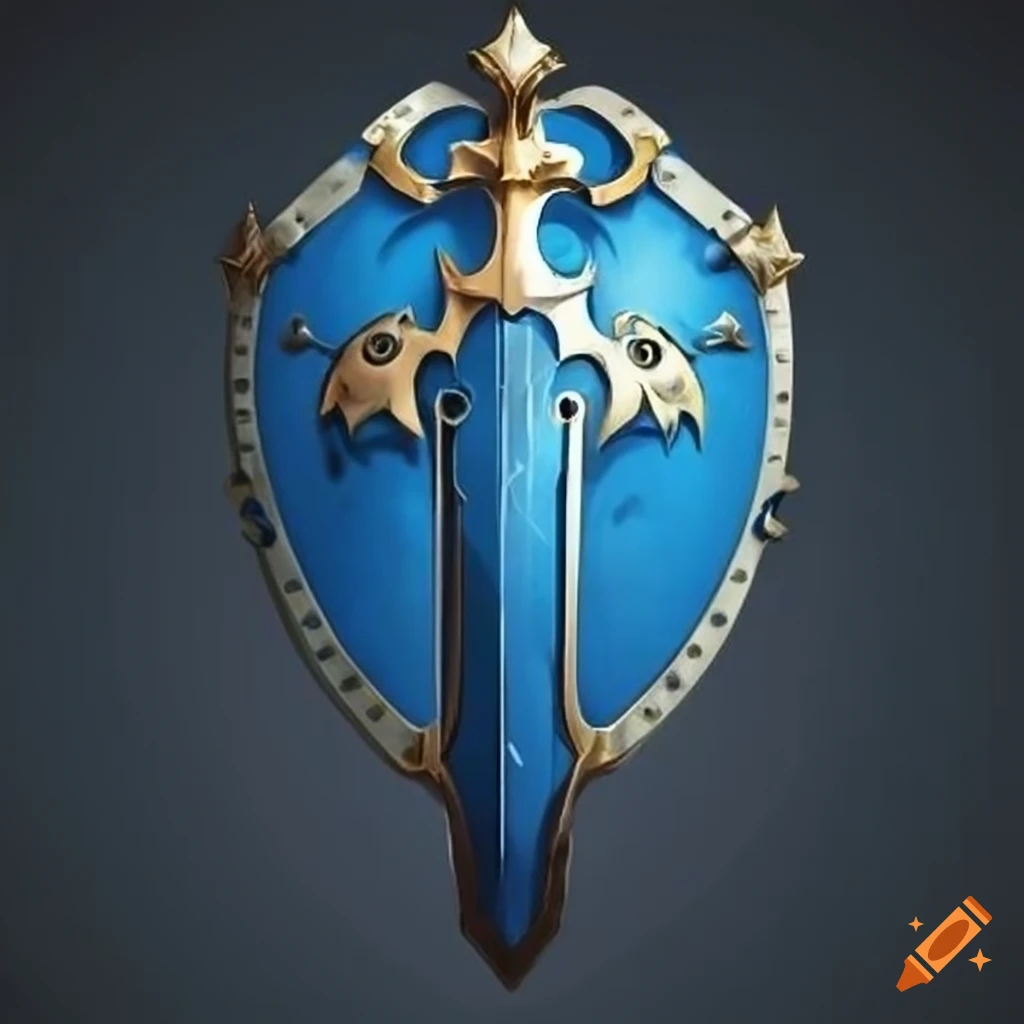 Blue shield and sword on Craiyon