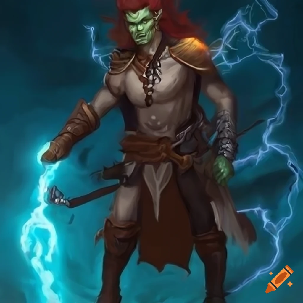DND triton male character with lightning scar on Craiyon