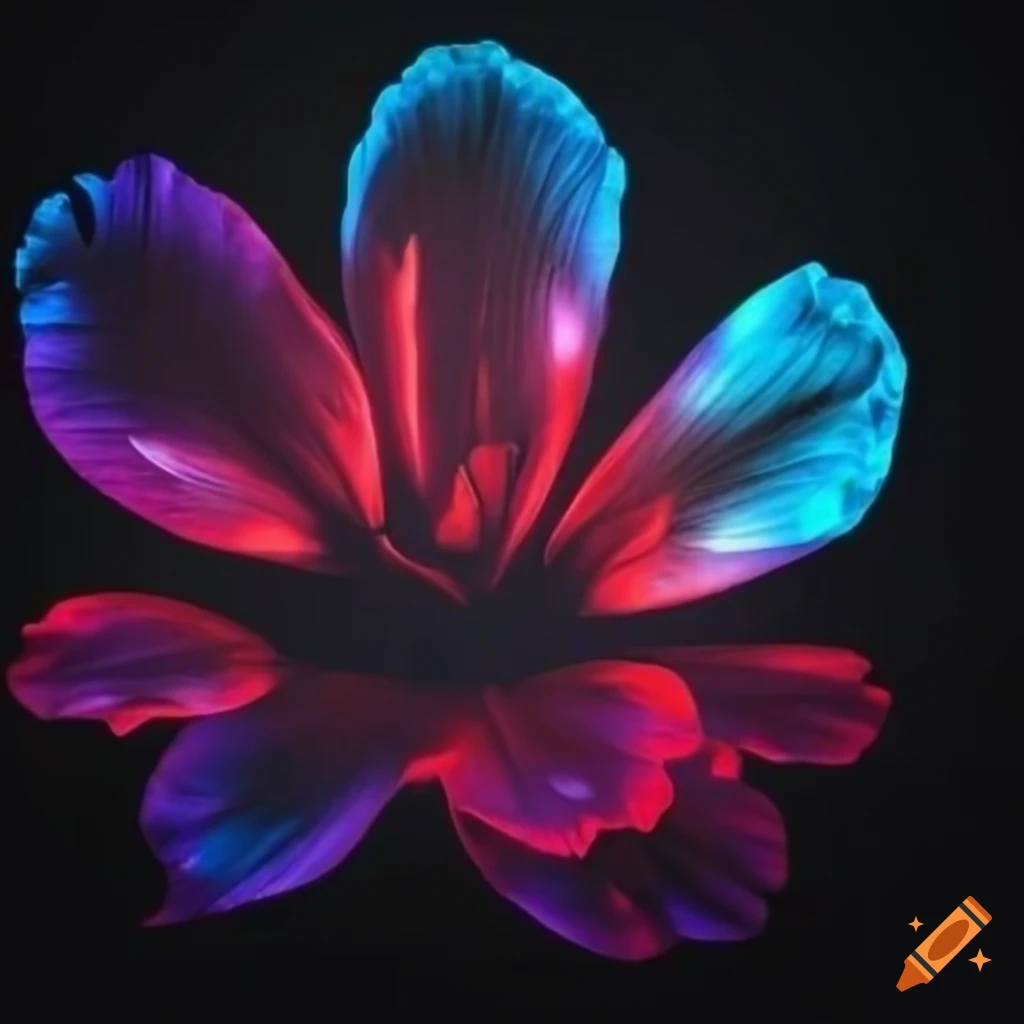 Fleur en bioluminescence sur fond noir inspiré du sur-nature de Miguel ...