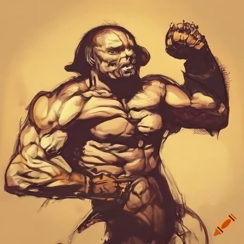 Dynamic action drawing of two barbarian warriors in the style of Frank ...