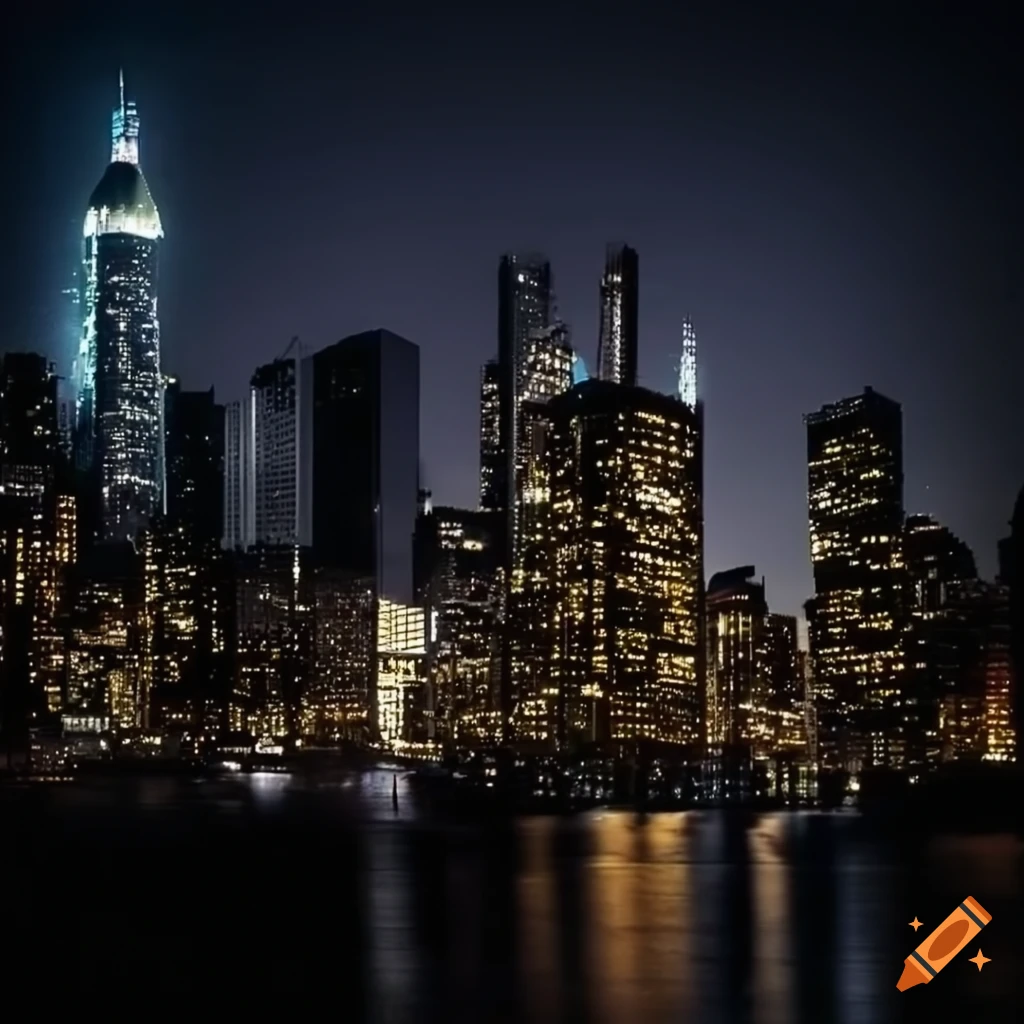 Midnight cityscape on Craiyon