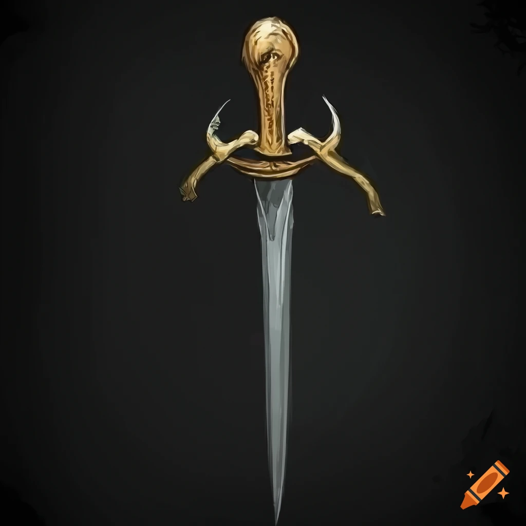 Black metal sword with golden hilt in sci-fi realism on Craiyon