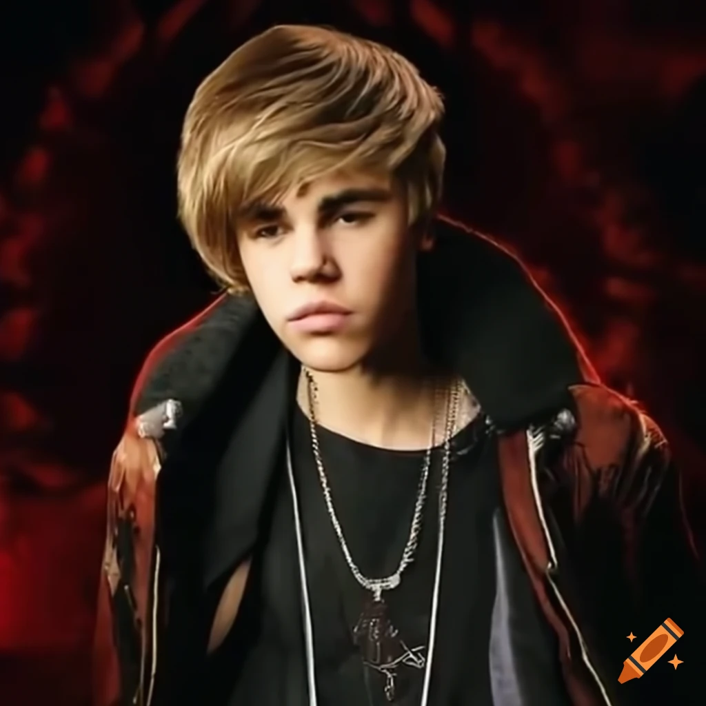 Justin bieber in a heavy metal band in 2010 on Craiyon