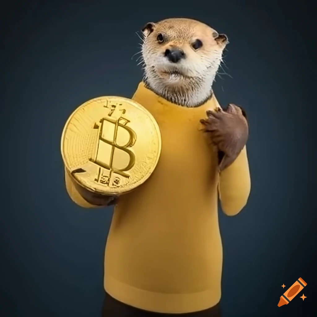 Yellow otter holding bitcoin on Craiyon