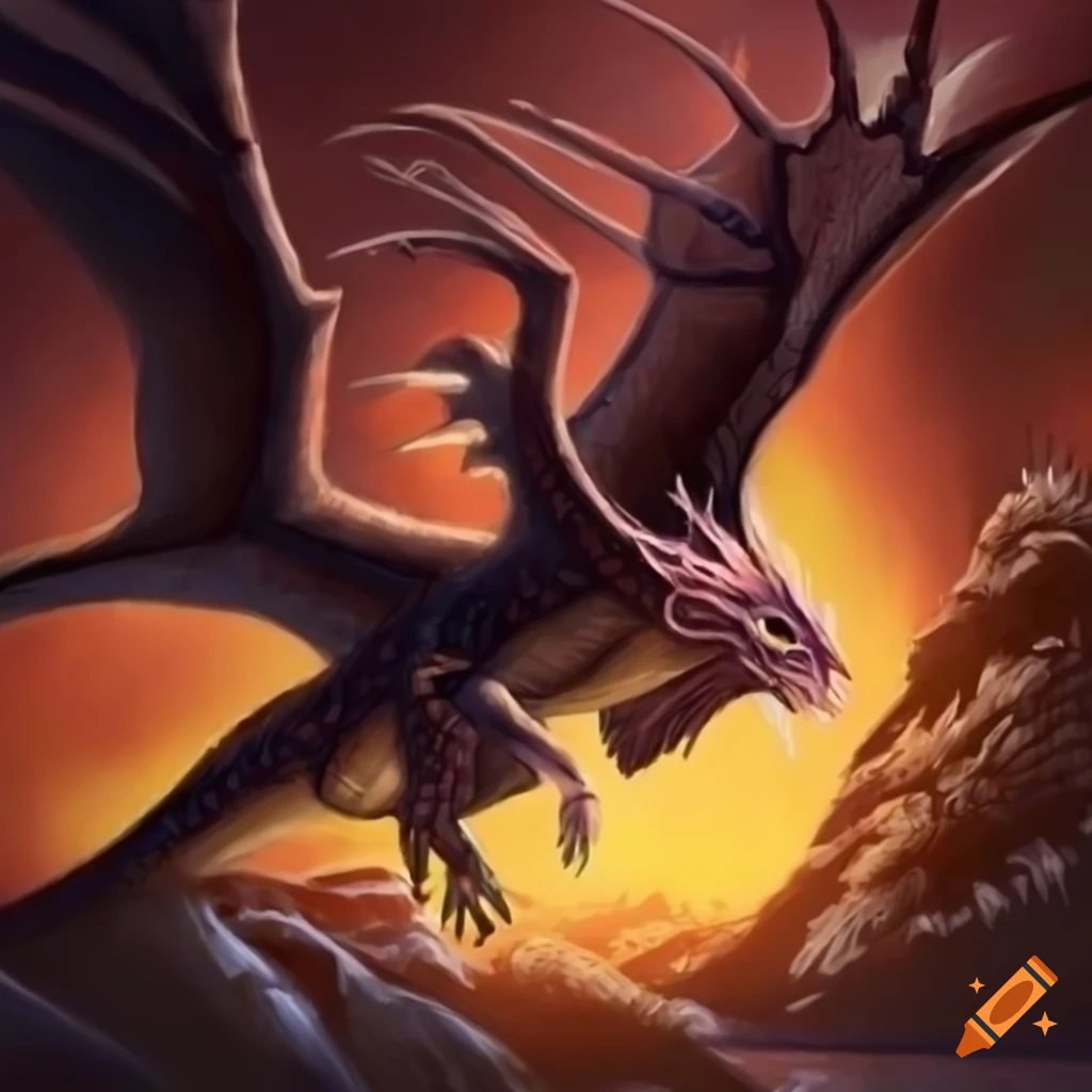 Flying drake dragon in mtg fantasy art style on Craiyon