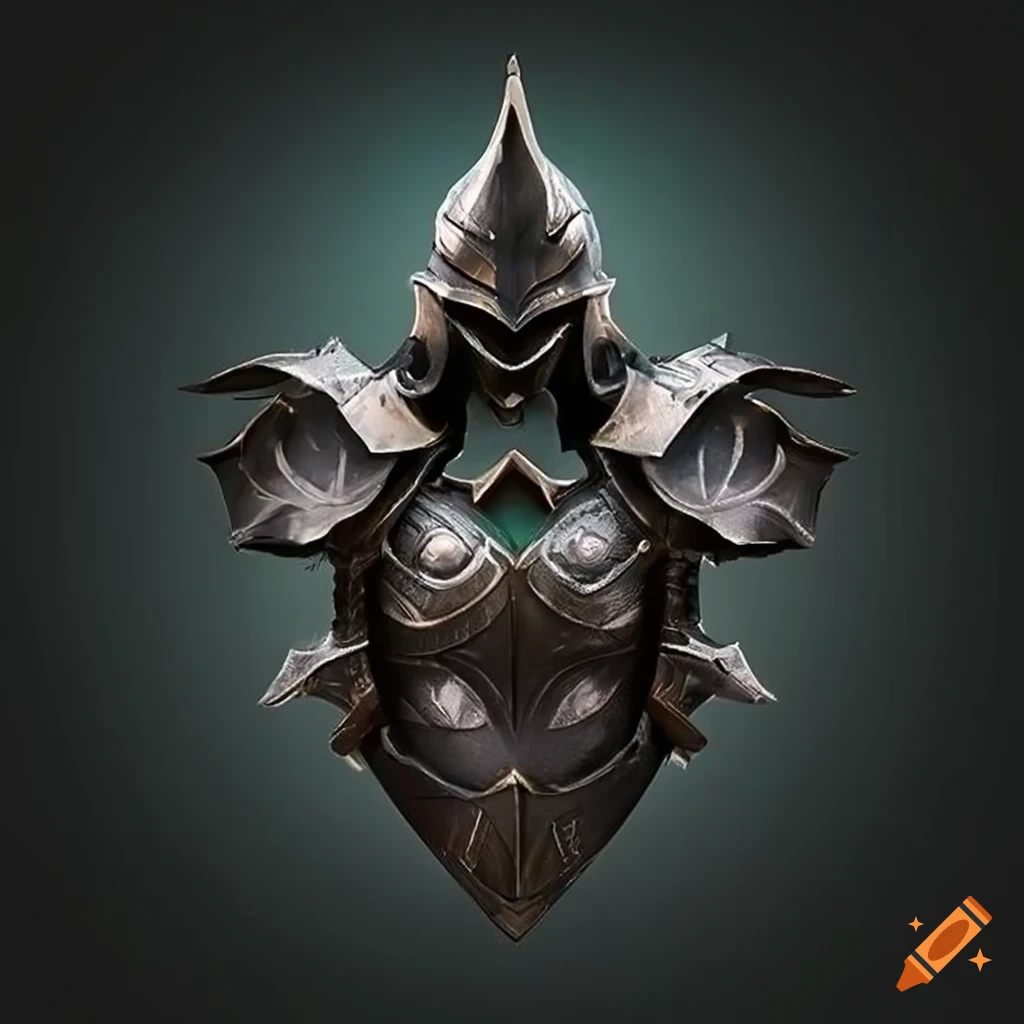 Front view of raven magic armor on Craiyon