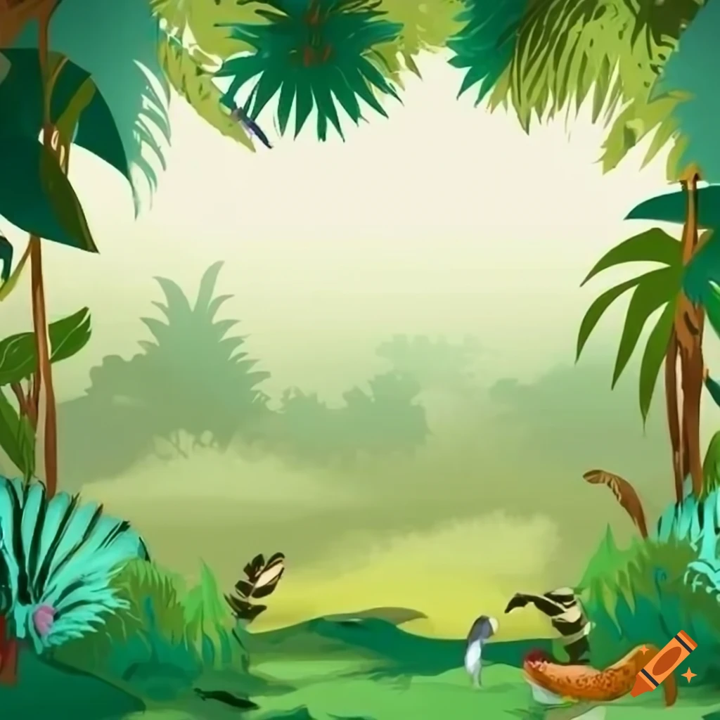 Jungle-themed border on a white background on Craiyon