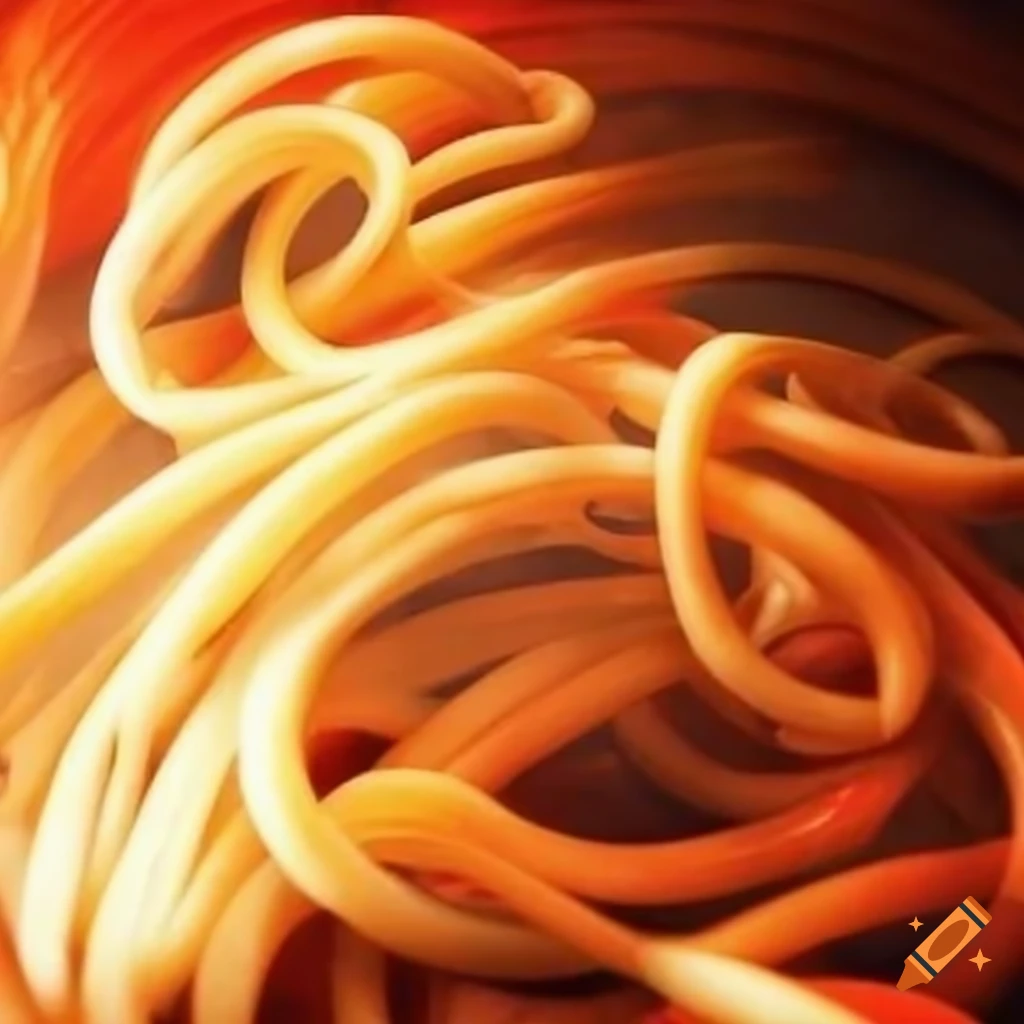 Cinq spectators interacting with a plate of spaghetti in a museum on ...