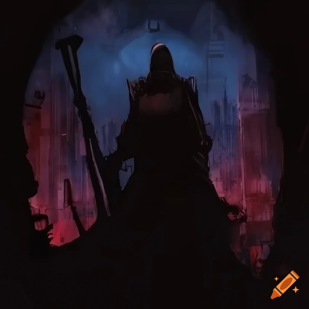 Cyberpunk urban gothic sci-fi fantasy album cover on Craiyon