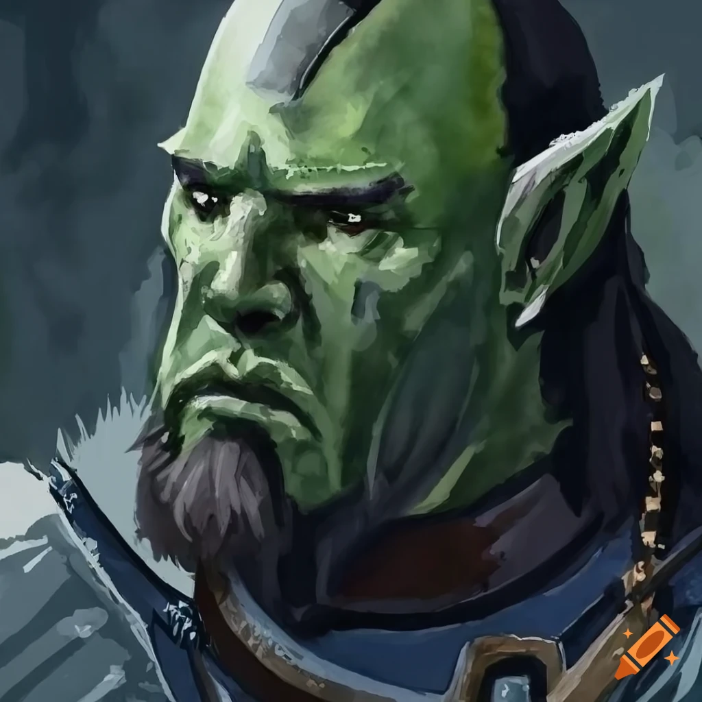 Orc guard fantasy medieval character portrait with bold outlines and ...