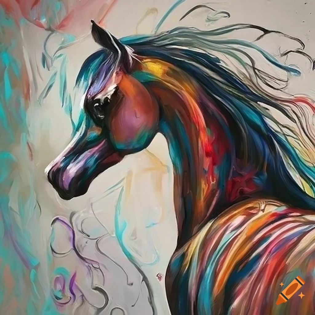 Arabian horse abstract painting on canvas on Craiyon