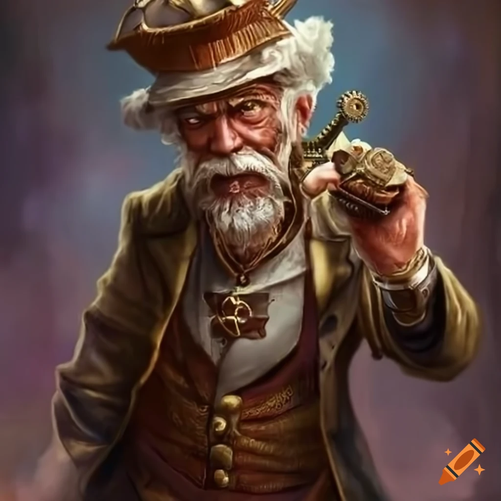Fantasy old male steampunk professor on Craiyon
