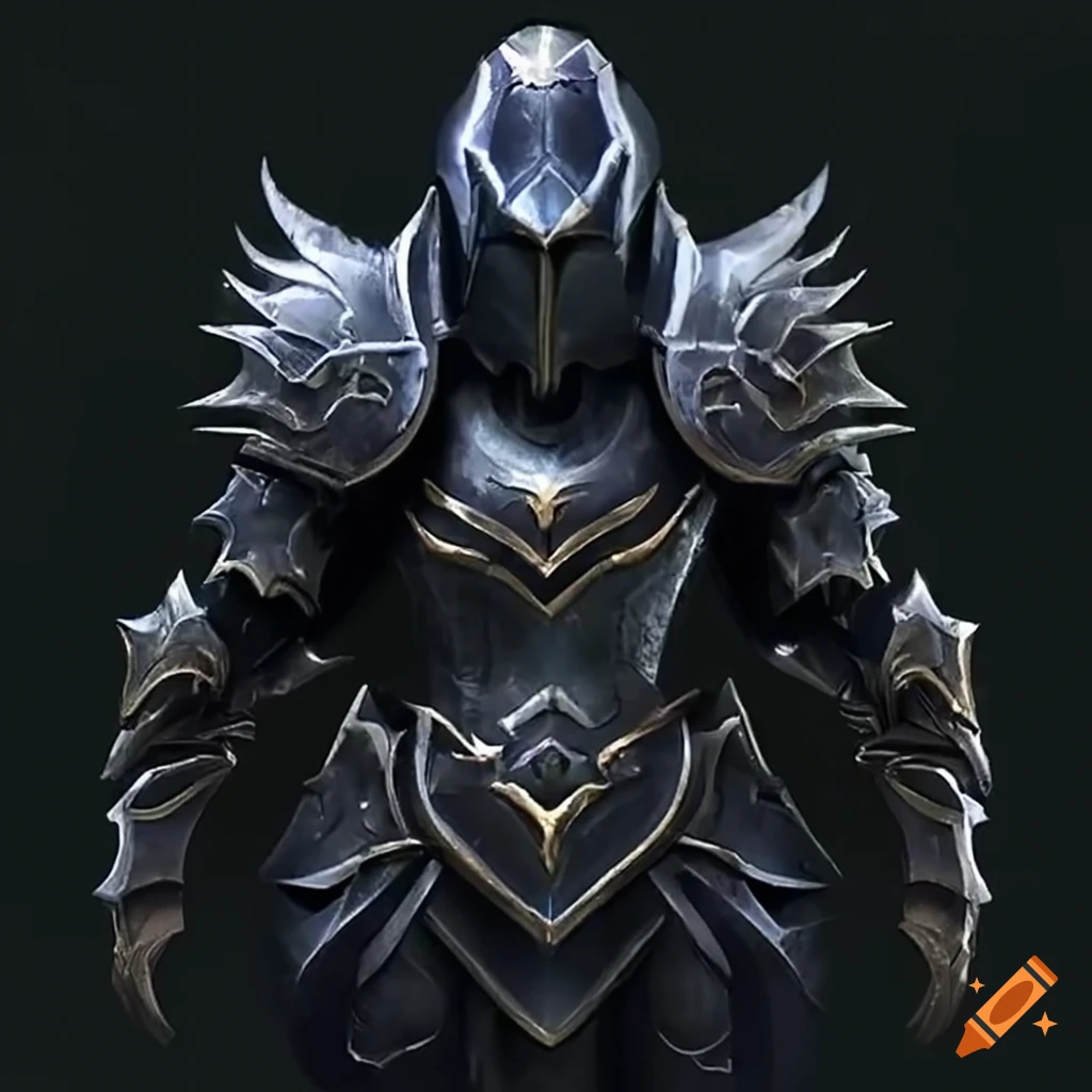 Legendary raven magic armor front view on Craiyon
