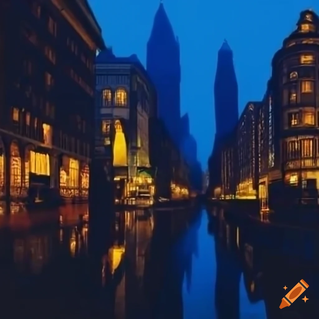 Cityscape with animated elements on Craiyon