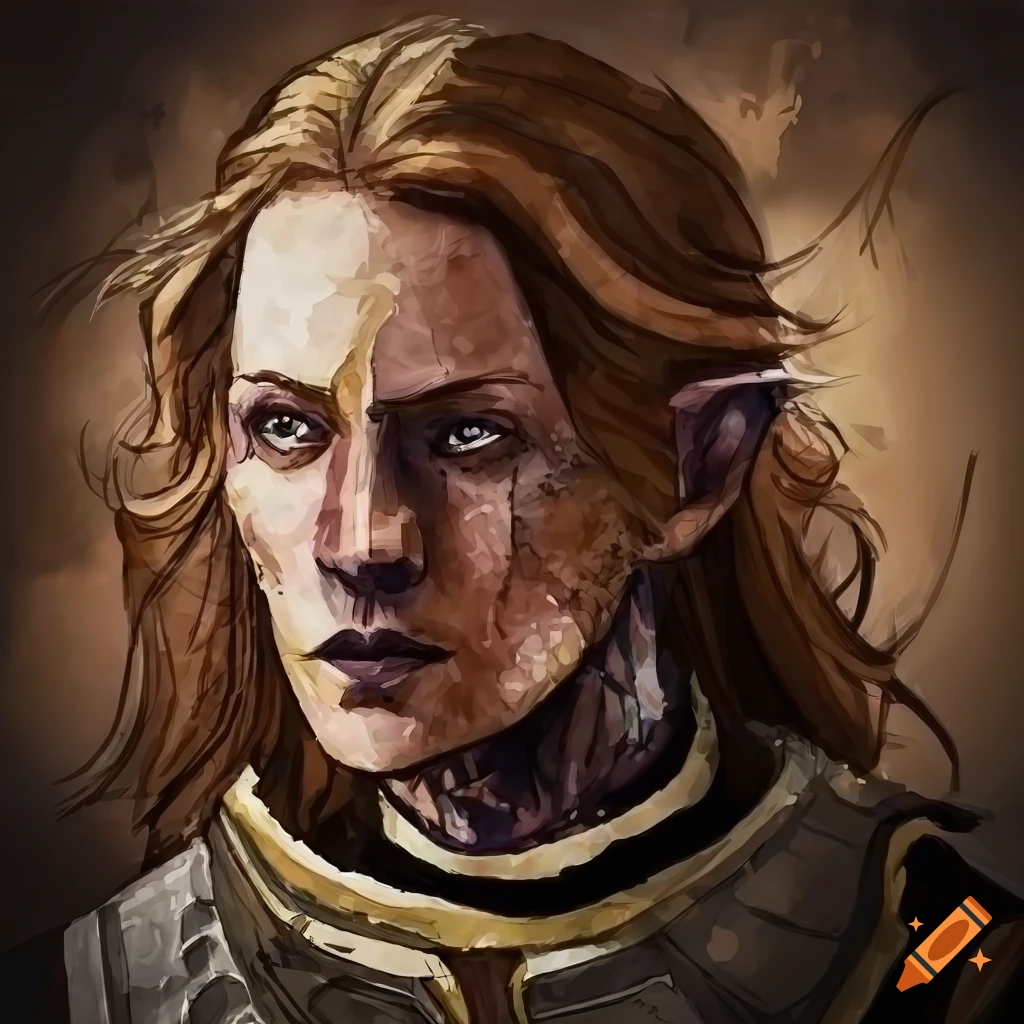 Fantasy medieval character portrait with bright colors and watercolor ...