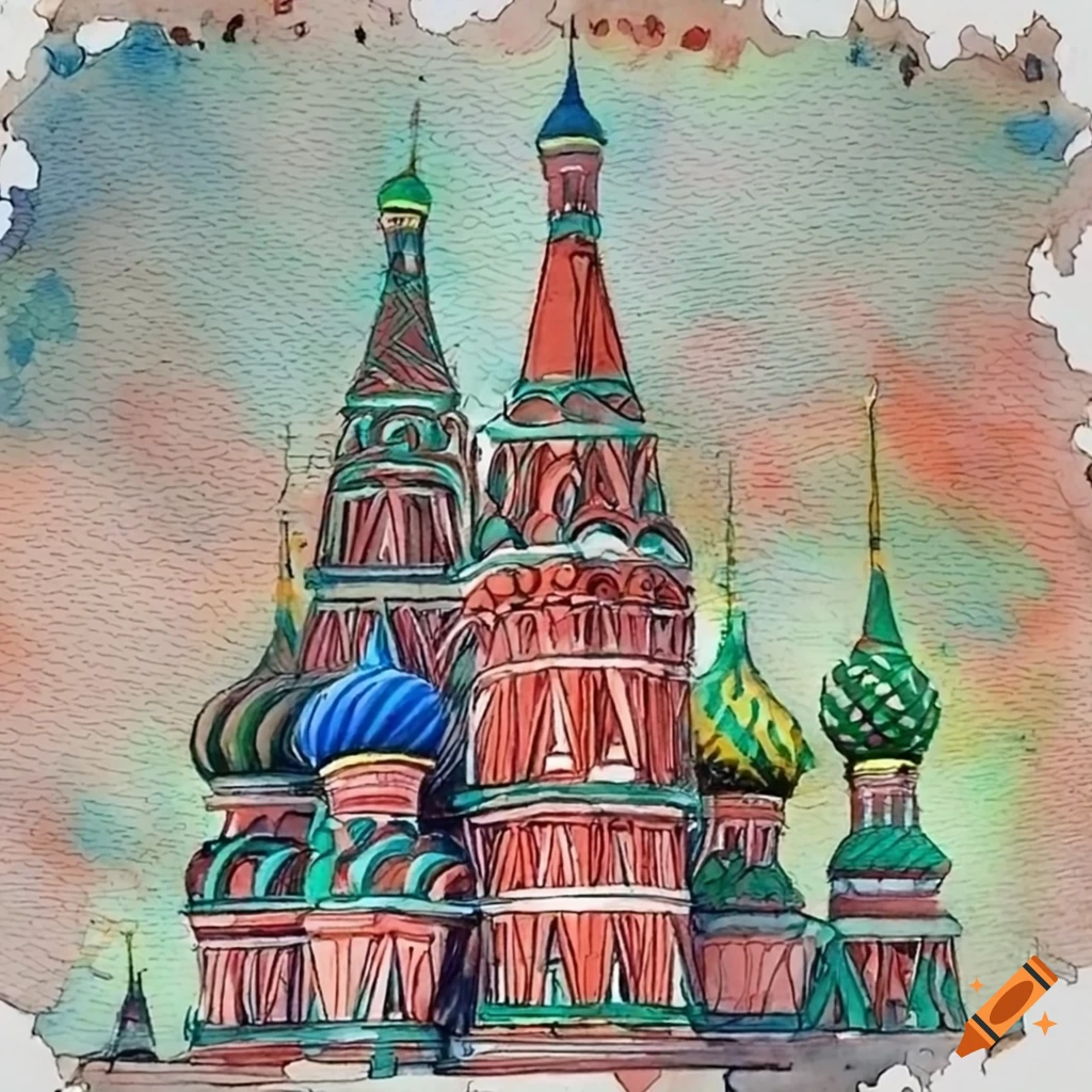 Sketch of st. basil's cathedral in moscow on Craiyon