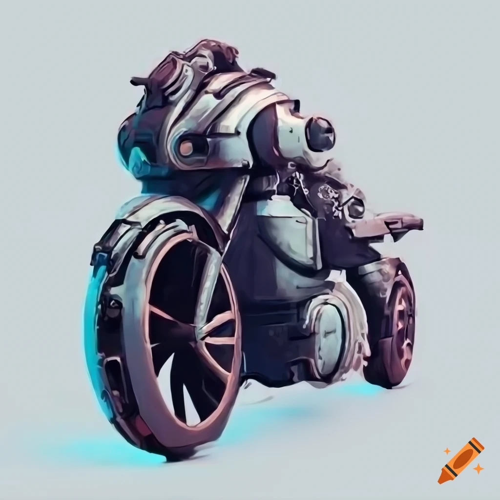 Futuristic motorcycle with weapons and cybernetics on white background ...