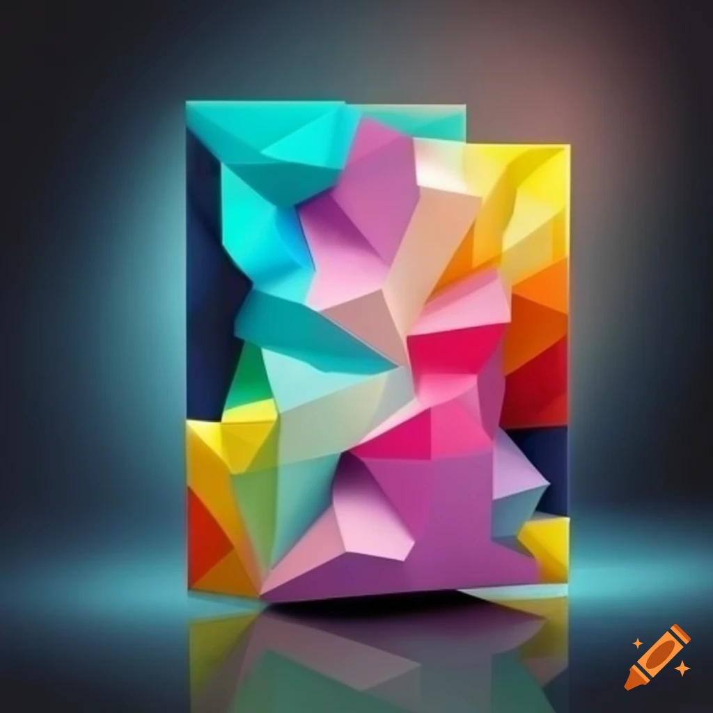 Abstract 3d geometric shapes with vibrant colors on Craiyon