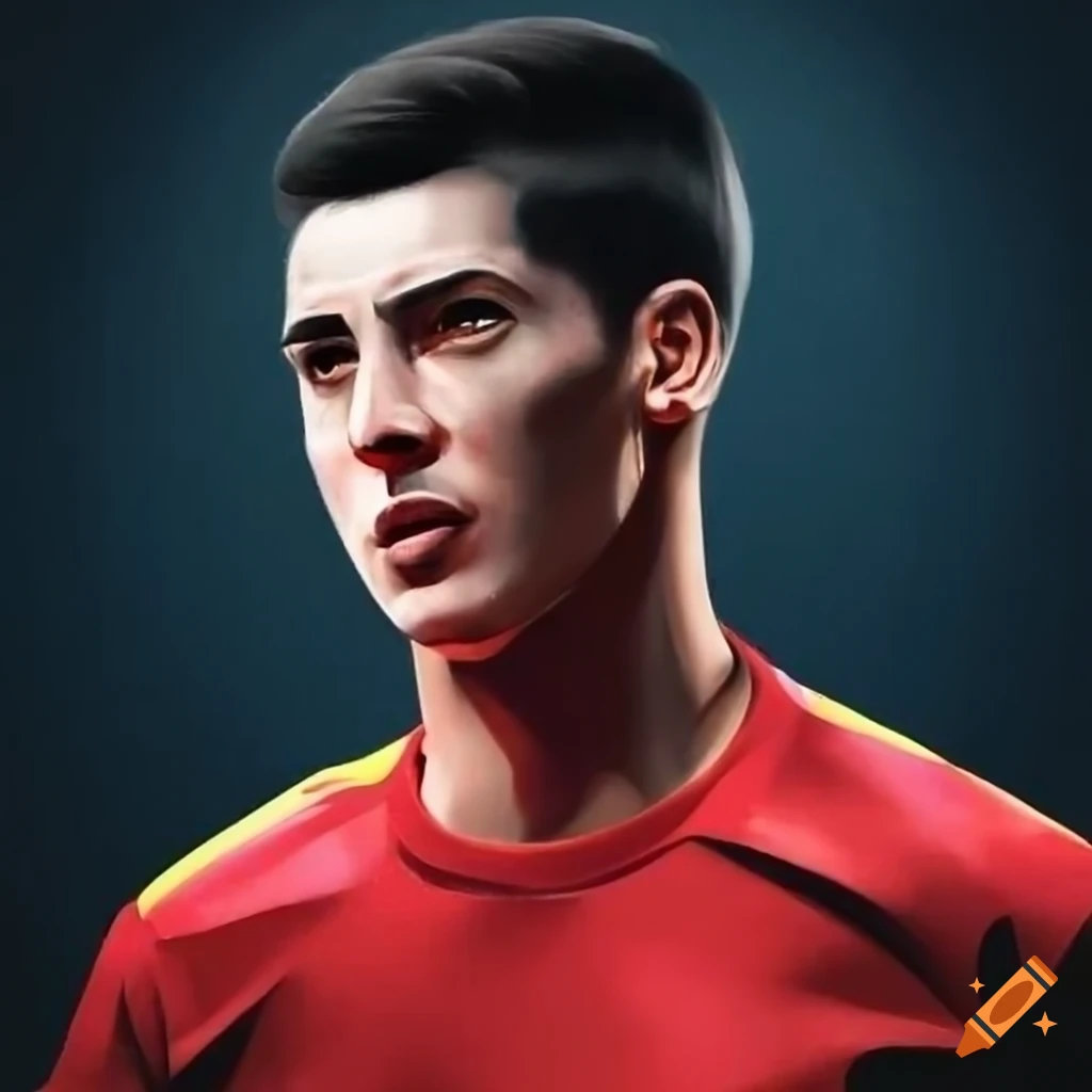 Spanish soccer player in red and black jersey on Craiyon