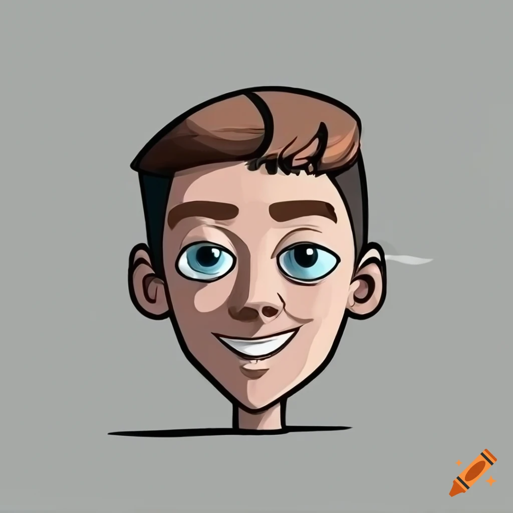 Cartoon portrait of george russell in black and white on Craiyon