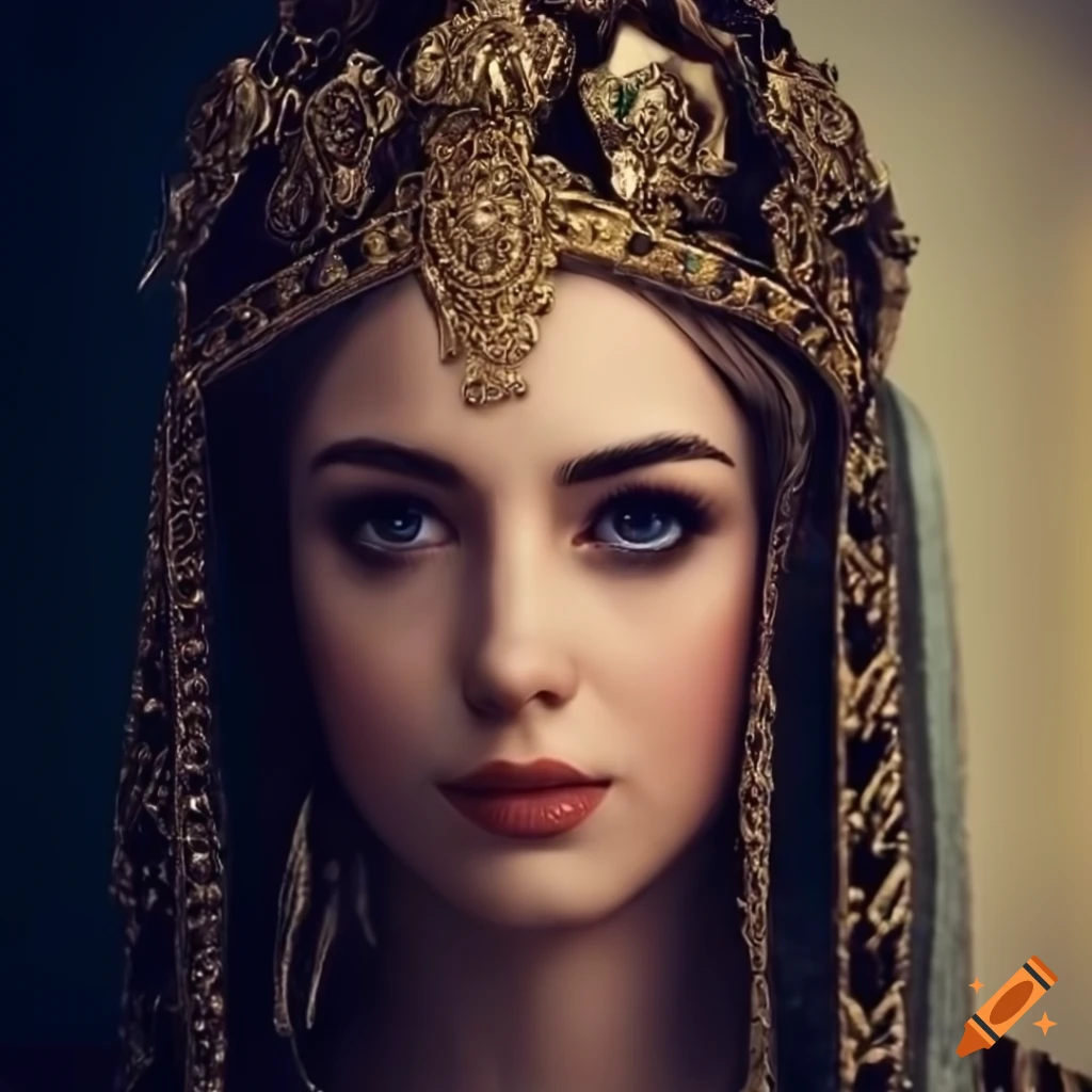 Beautiful Byzantine princess in photorealistic style on Craiyon