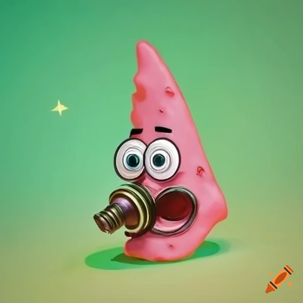 Patrick star wearing a gas mask on Craiyon