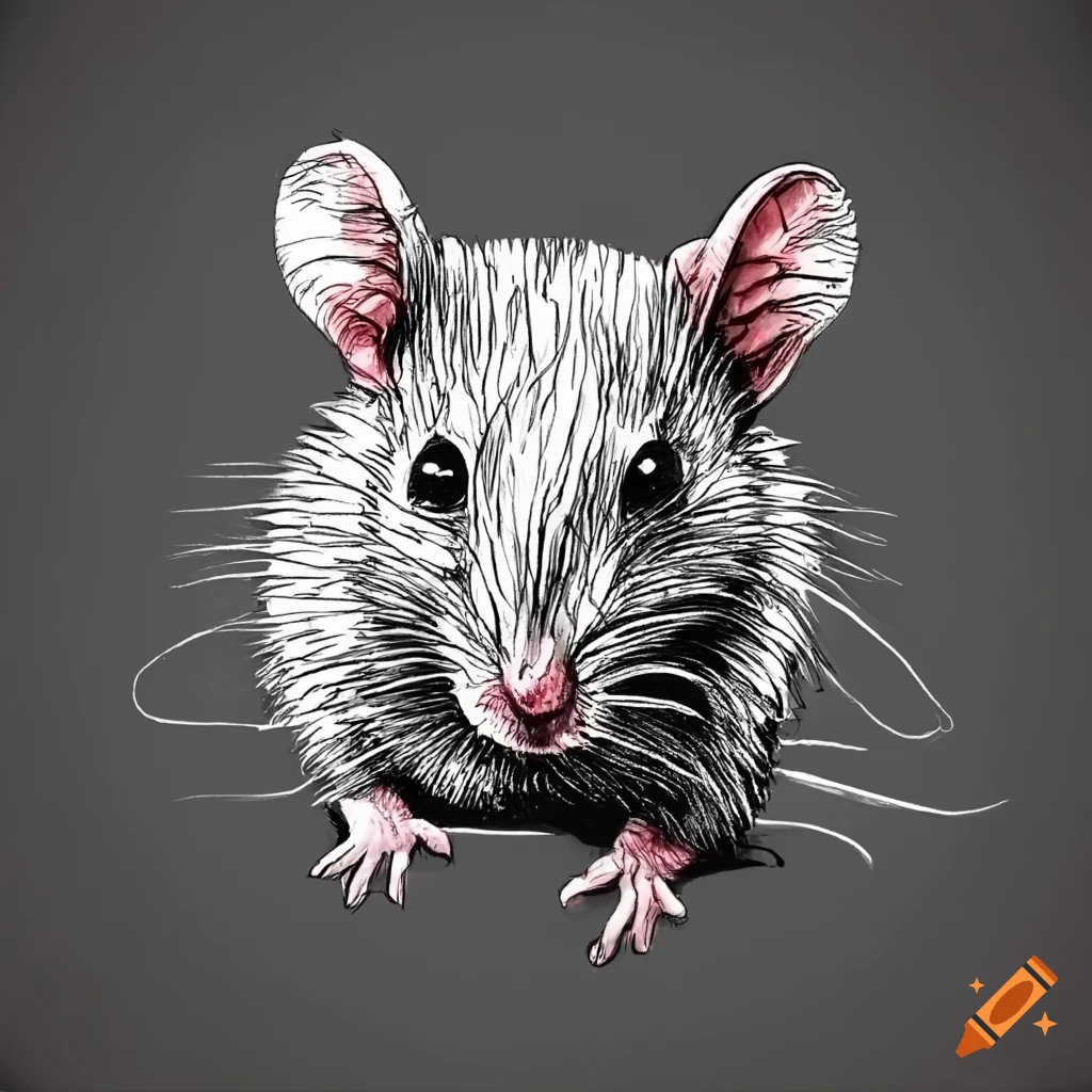 Hand-drawn rat illustration on Craiyon