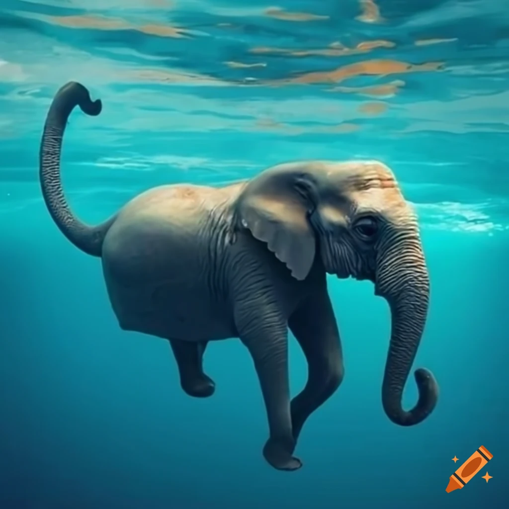 Elephant swimming in the ocean on Craiyon