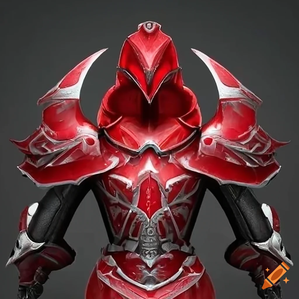 Red raven magic armor from the front view on Craiyon