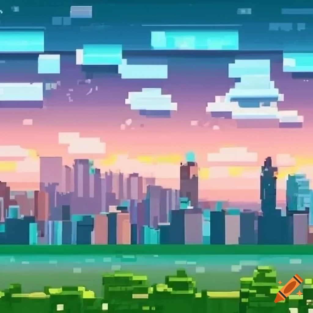 2d pixel cityscape on Craiyon