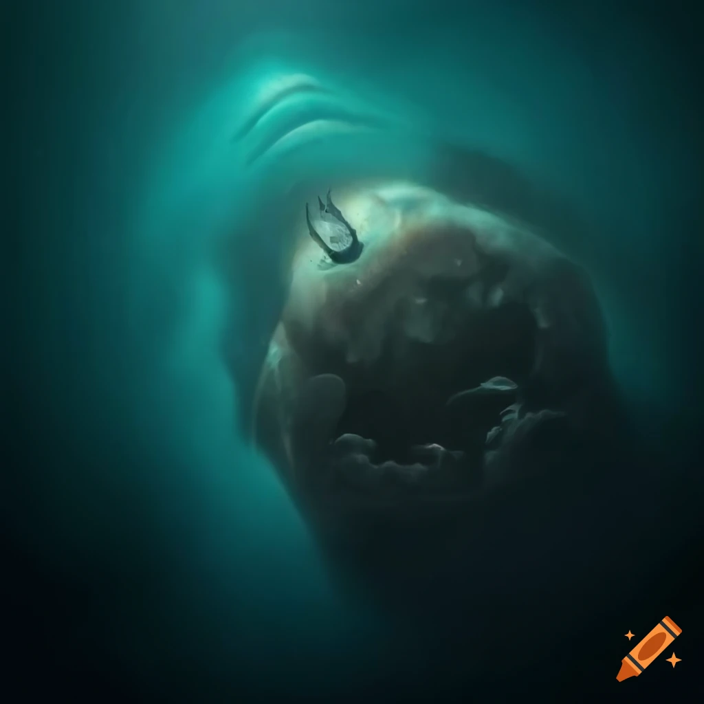 Abyssal depths of the lake of curiosity in mixed media on Craiyon