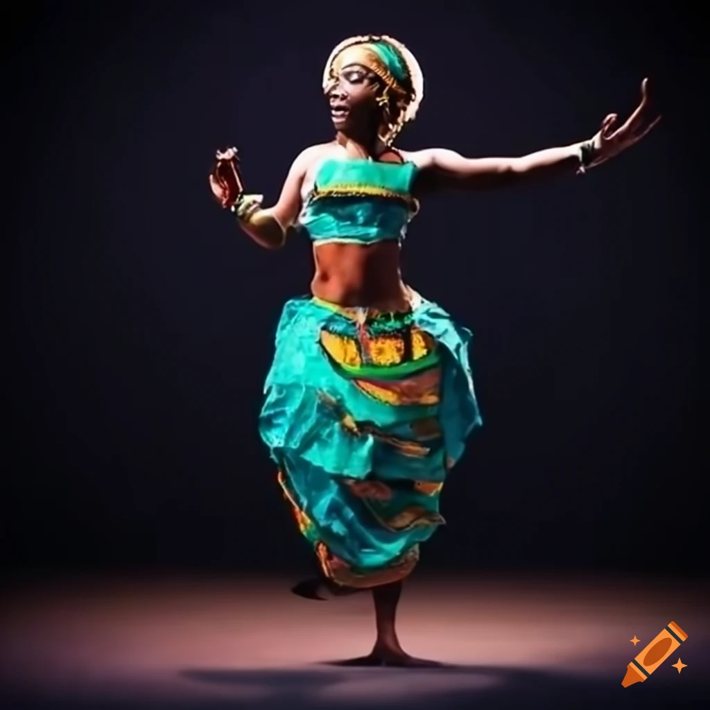 Vibrant african dancer in traditional garments performing on Craiyon
