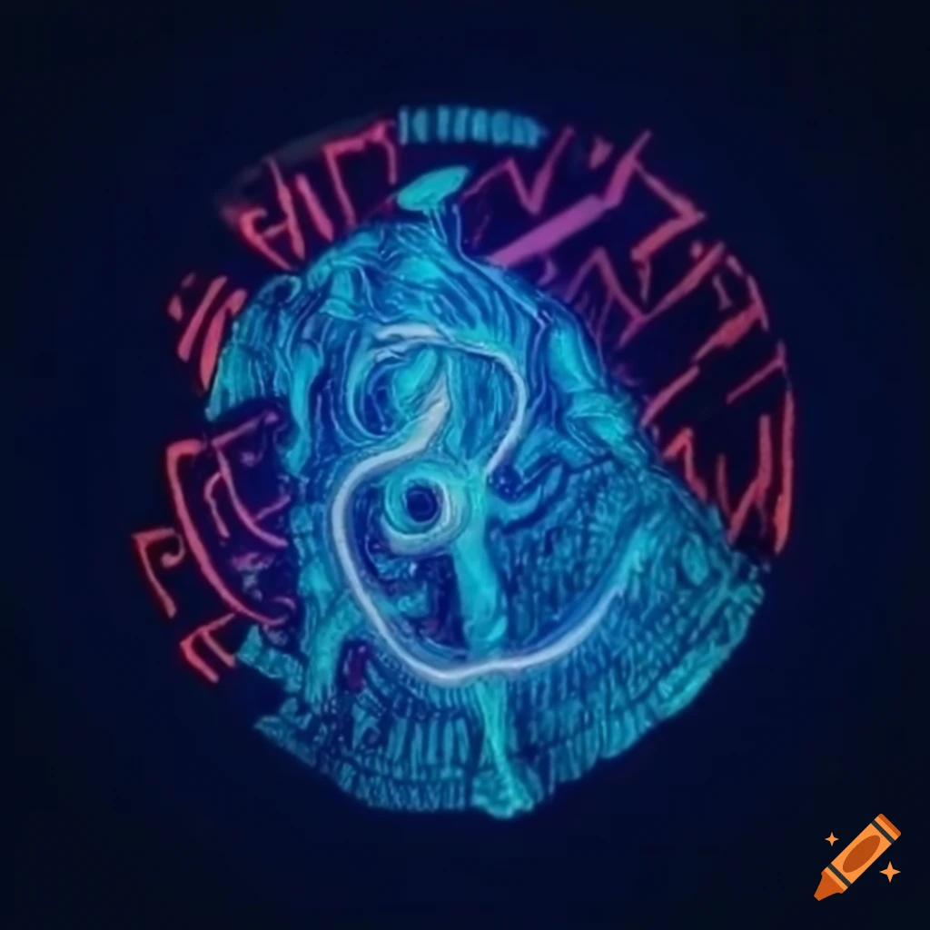 Ascii art of the "matrix" emblem in shades of blue and cyan, code eye ...