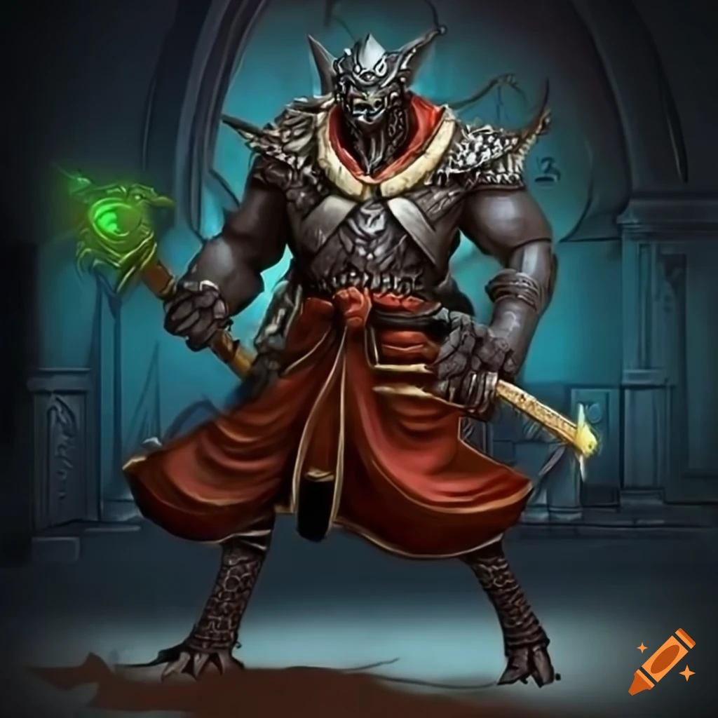 Gargoyle fusion Mahito as black monk knight with Egyptian sword on Craiyon