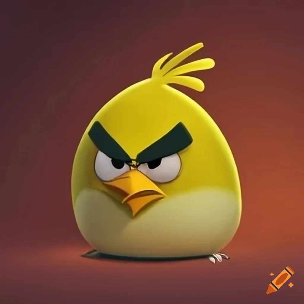 Yellow angry bird character on Craiyon