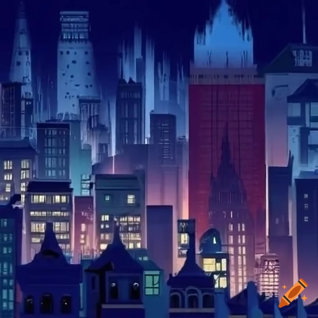 Cityscape with animated elements on Craiyon