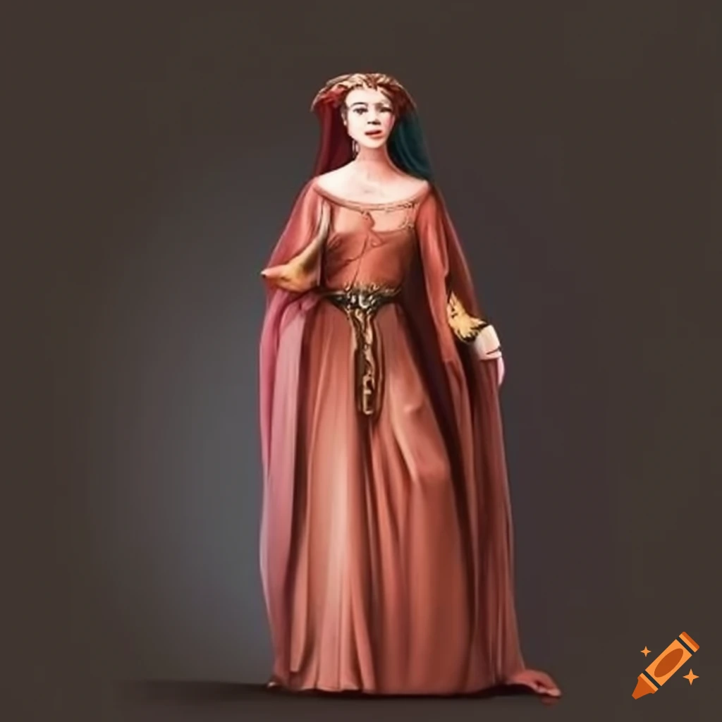 Nerissa from merchant of venice standing in full body image on Craiyon