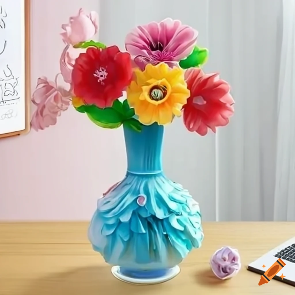 Anime flower vase on a desk on Craiyon