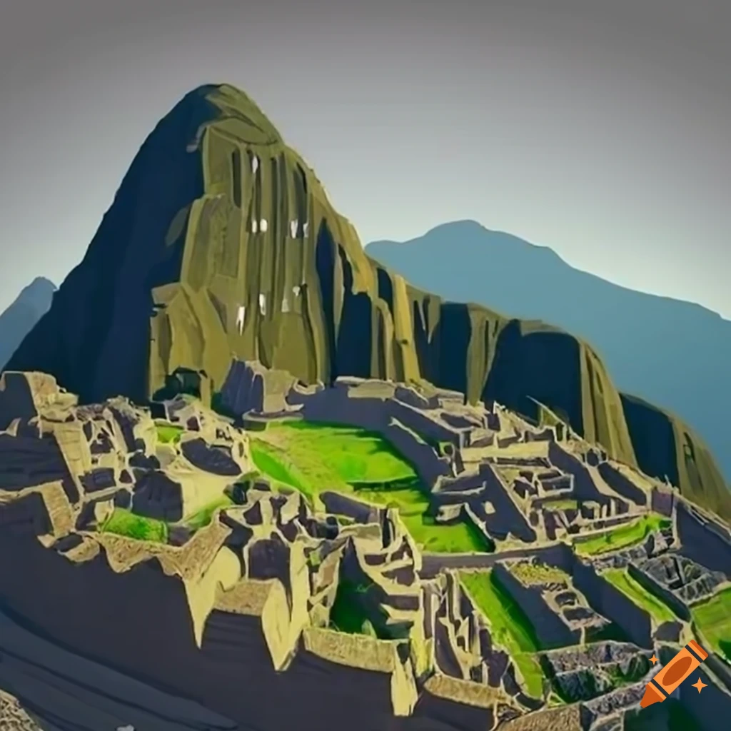 Stylized Pokemon artwork of Machu Picchu ruins on Craiyon