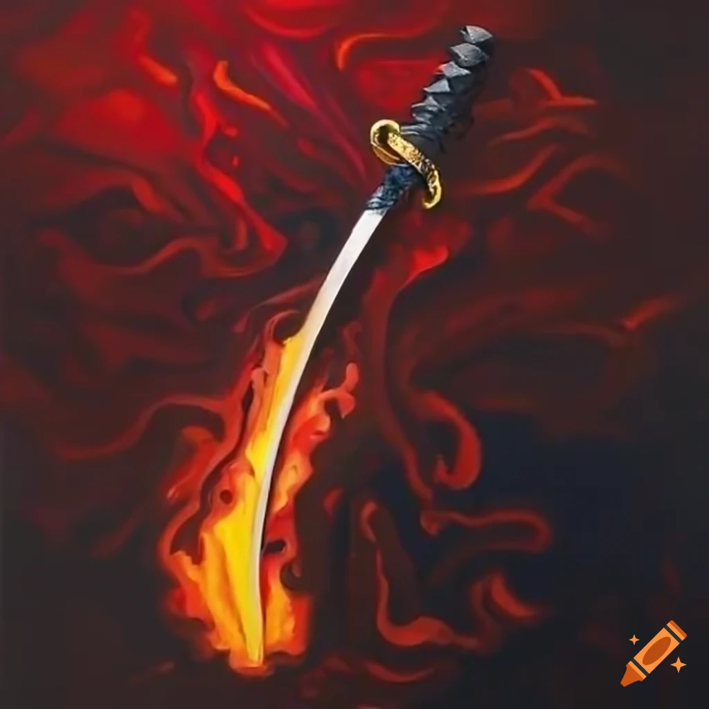 Katana with lava design on the blade on Craiyon