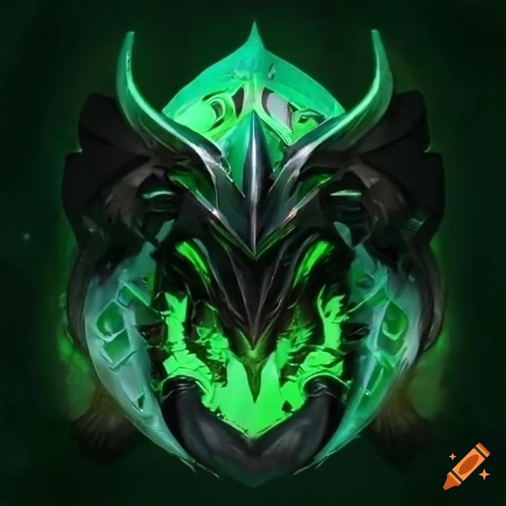 Green raven magic armor front view on Craiyon