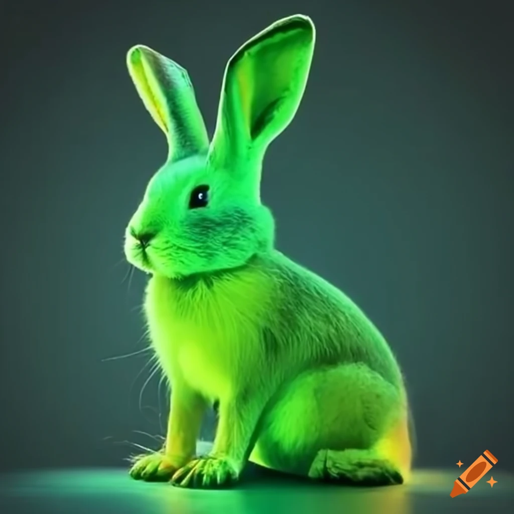 Alba the green rabbit a technological innovation on Craiyon