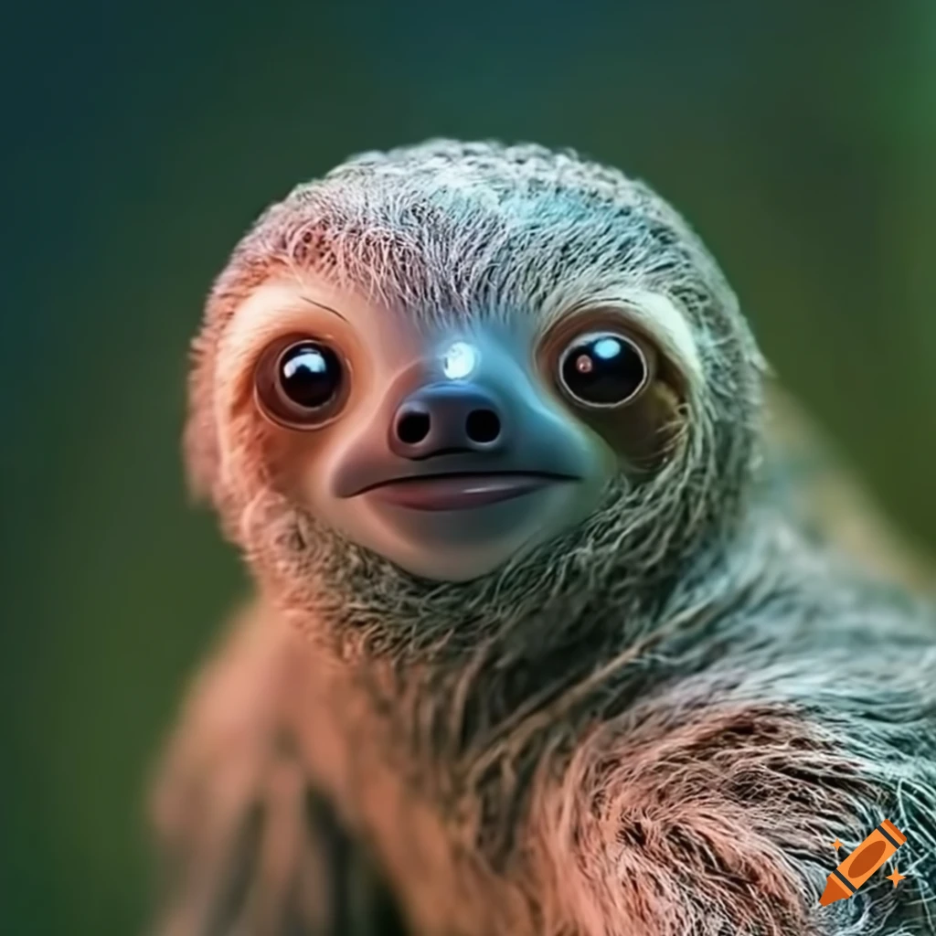 Enchanting baby sloth with oversized expressive eyes on Craiyon