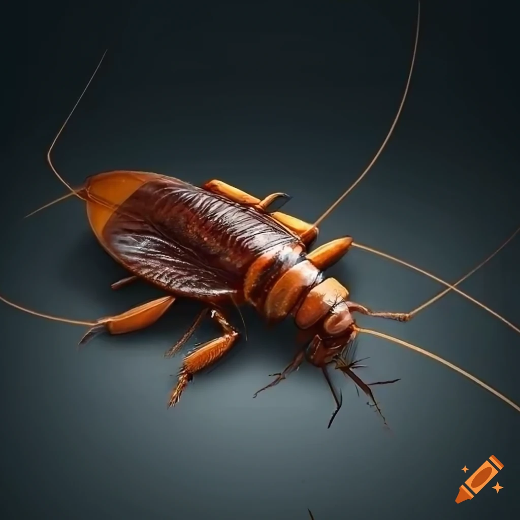 Giant roach from a front view facing downward with entire body visible ...