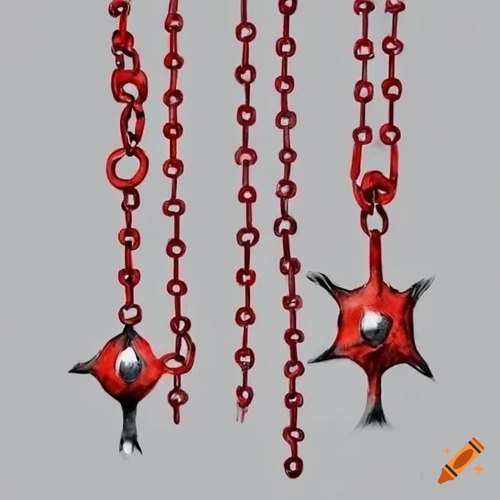 Double flail with long red chains on Craiyon